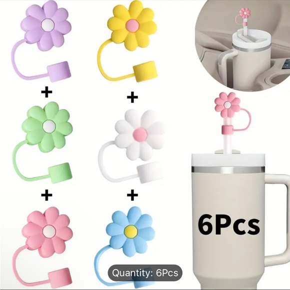 Dining | 6 Piece Silicone Straw Tip Covers | Poshmark